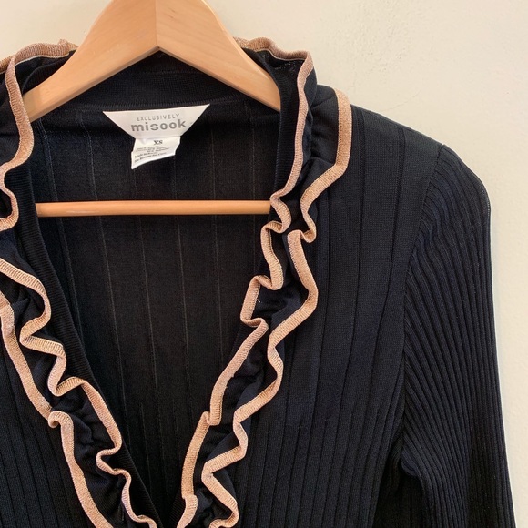 Misook | Sweaters | Misook Ruffle Snap Front Cardigan Sweater Xs | Poshmark